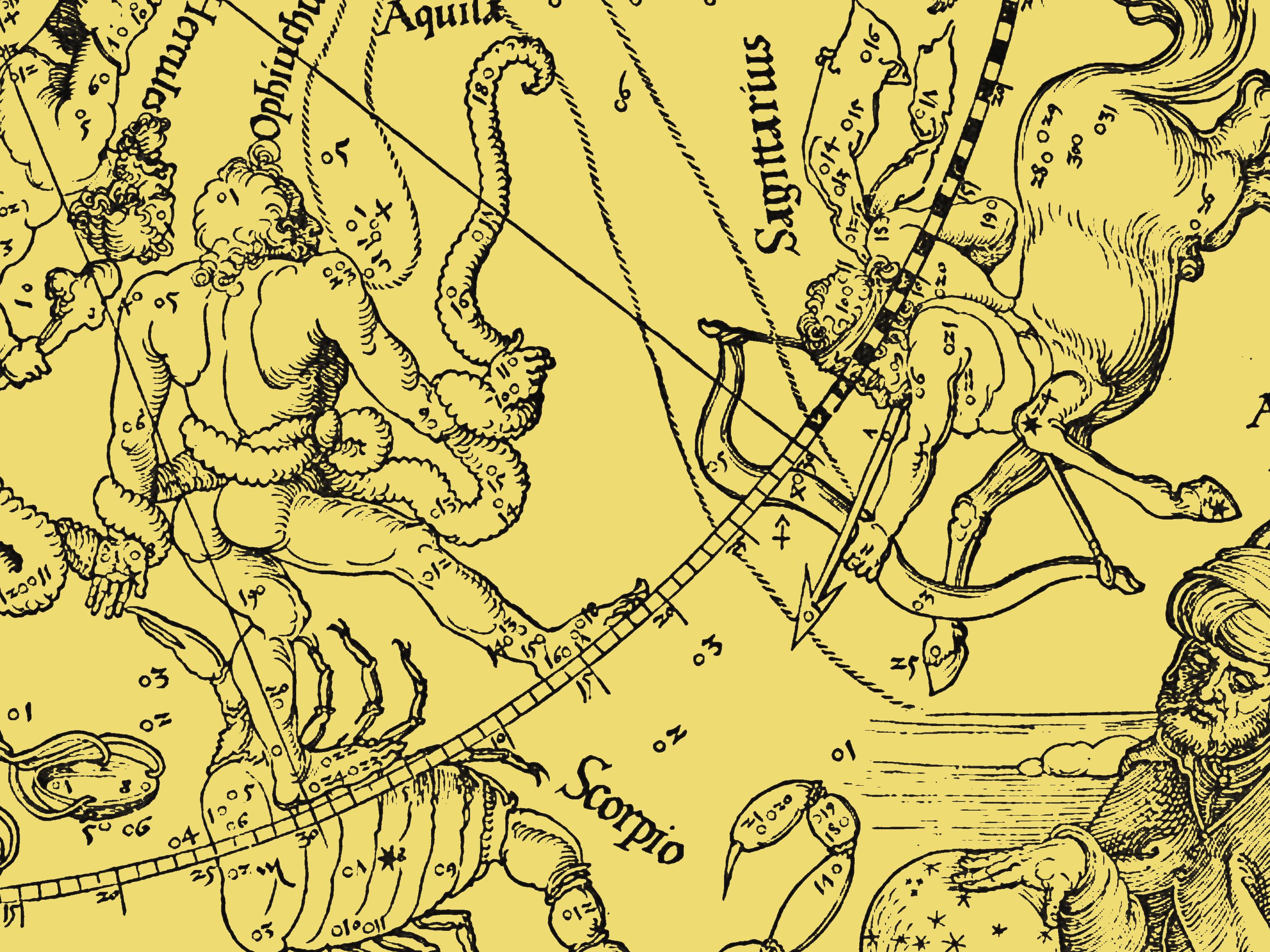 Vintage Constellation Map | Antique Zodiac Star Chart, Astrology Wheel ...