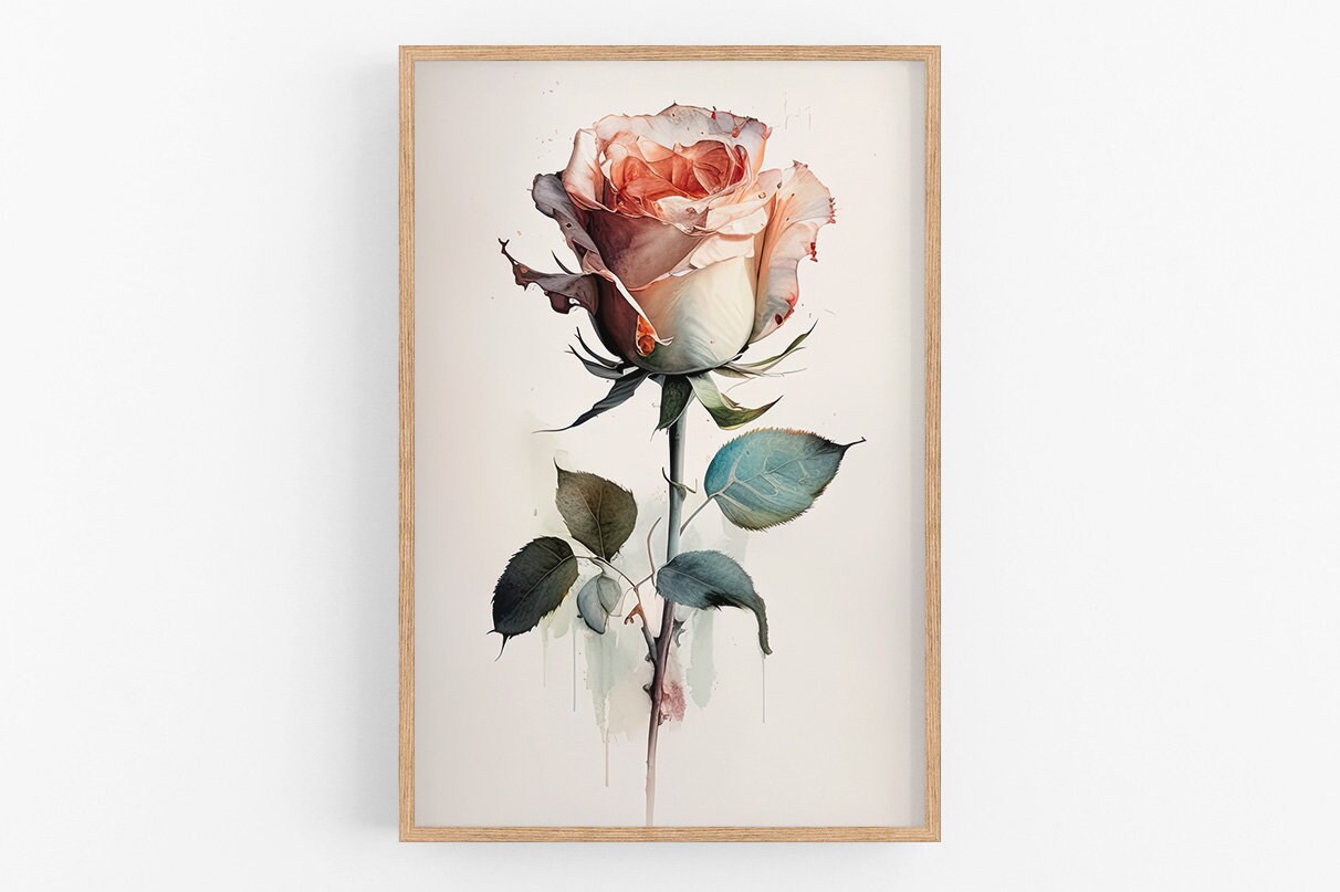 Rose Flower Print Wall Art No.76 | Rose Art Print | Water Flower Canvas ...