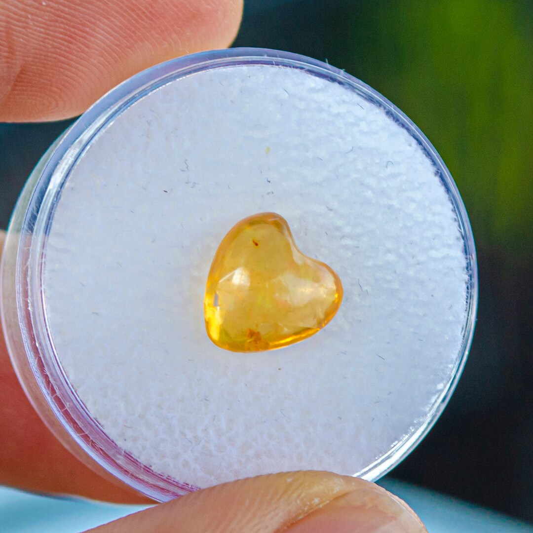 Heart-shaped Mexican Cantera Fire Opal – Orange Cabochon for Jewelry ...