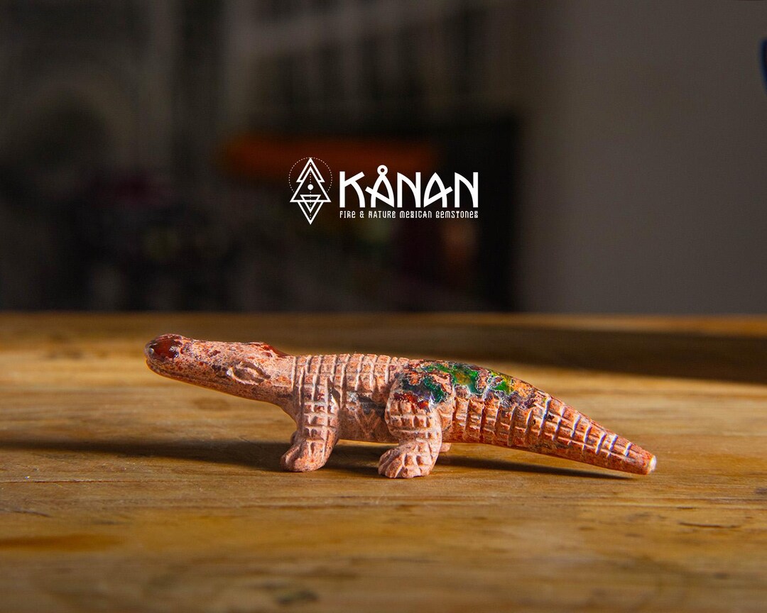 Mexican Opal Crocodile Sculpture | Hand Carved Fire Opal Matrix ...