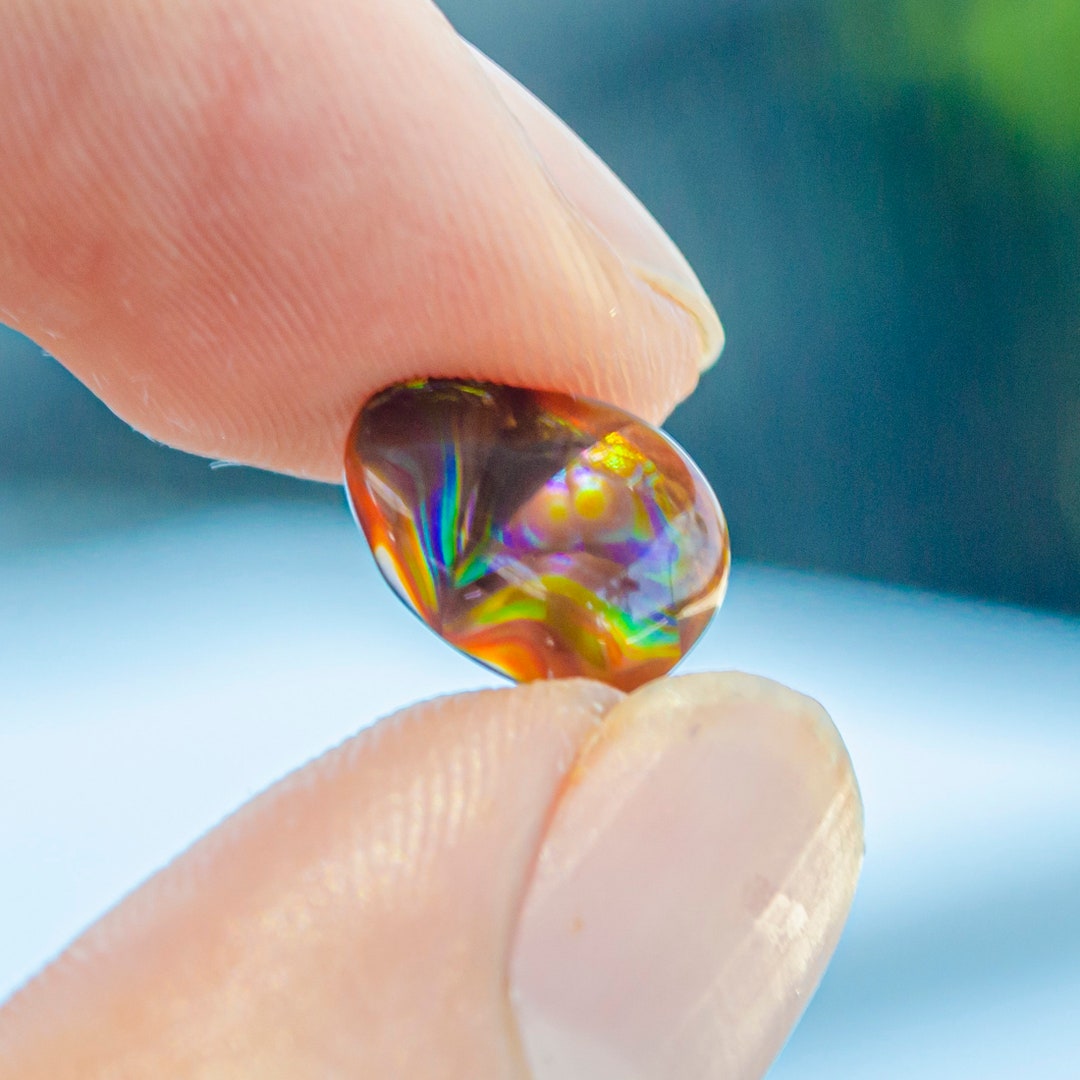 Mexican Fire Agate Purple Flash Cabochon 11x8mm – Natural Loose ...