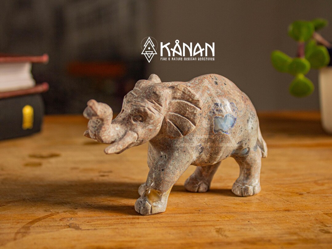 Elephant Opal Matrix Sculpture – Hand Carved Mexican Opal, Spiritual ...