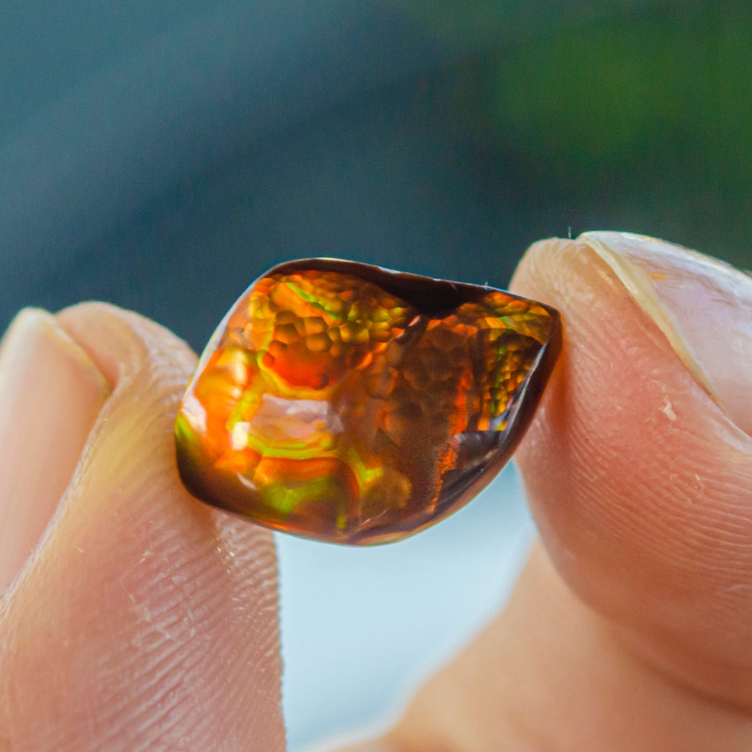 Mexican Natural Fire Agate – Small Rainbow Flash Cabochon – Ideal for ...