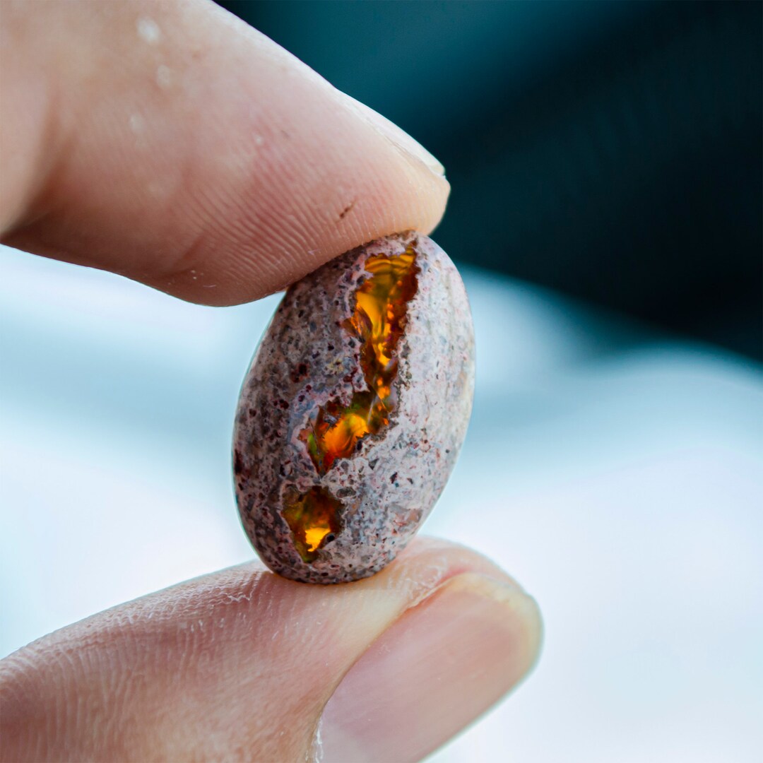 Fiery Red Cantera Landscape Opal - Boulder Opal Cabochon With Intense ...