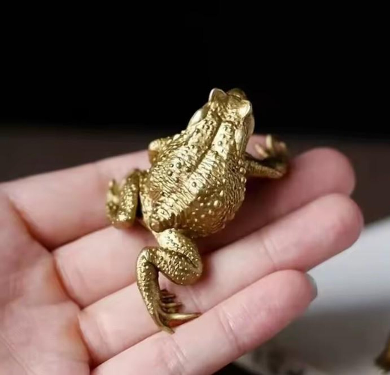 Mini Brass Frog Figurine - Vintage Antique Copper Animal Statue Home ...
