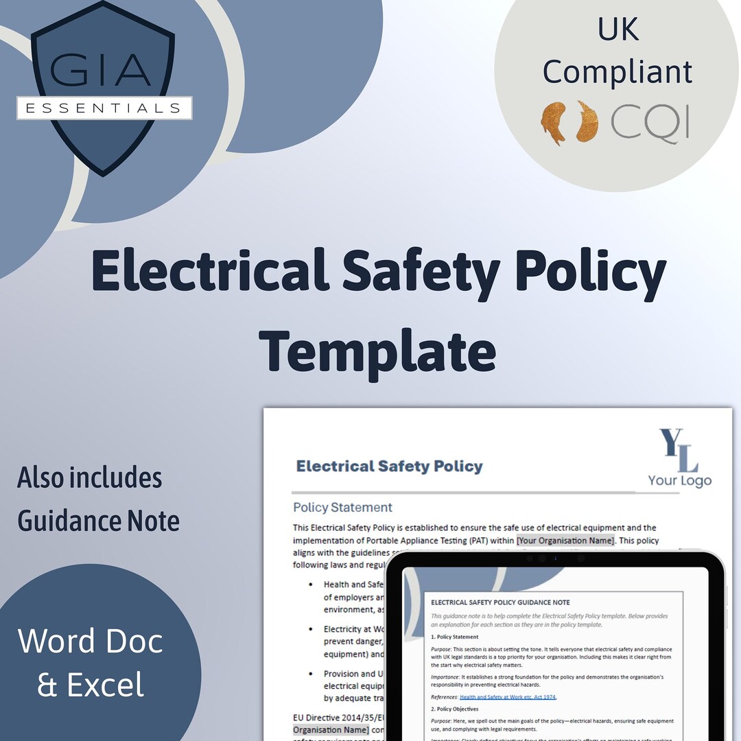 Electrical Policy Template for UK Business, Editable and Customisable ...