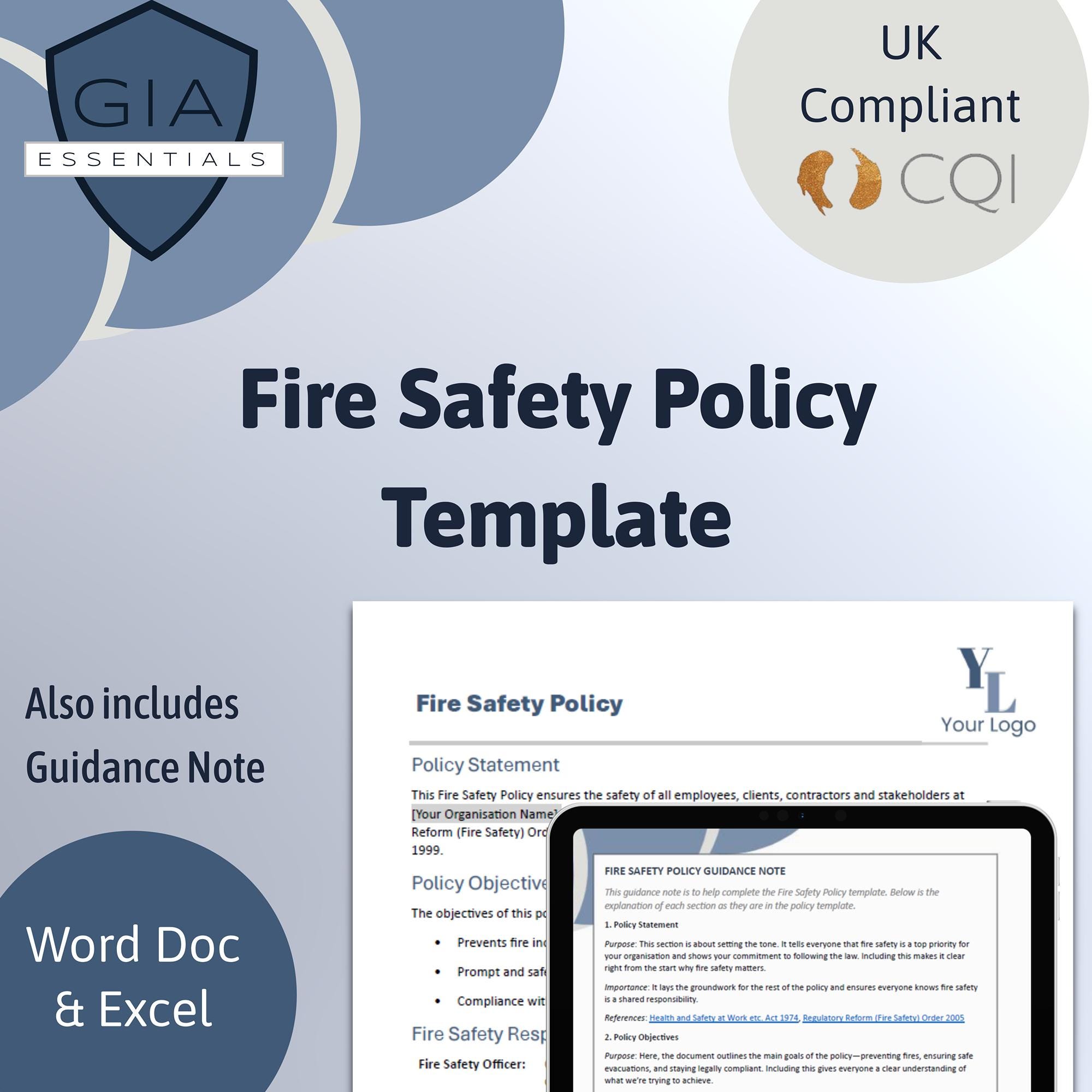 Fire Safety Policy Template for UK Business, Editable and Customisable ...
