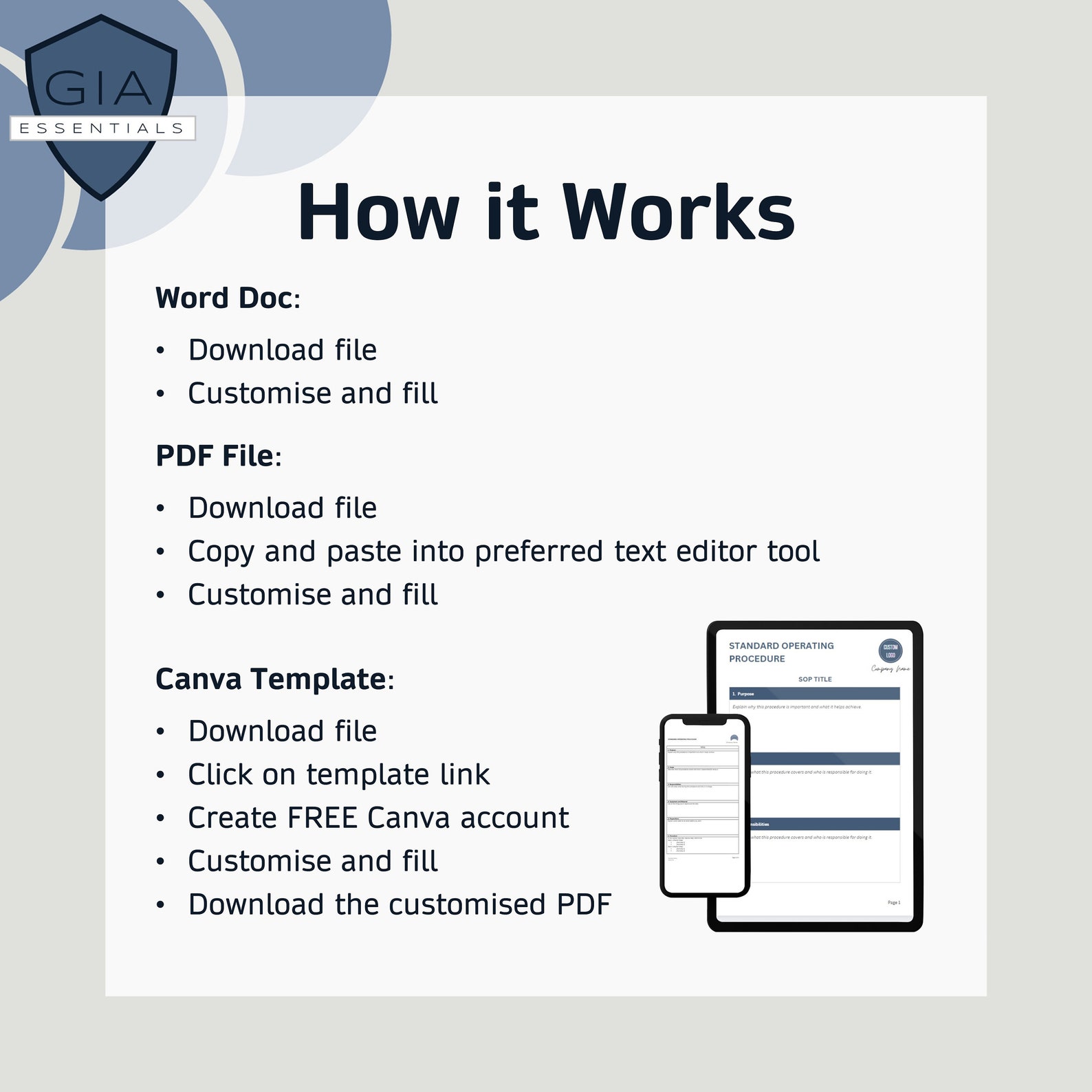 Standard Operating Procedure Template, Editable Microsoft Word SOP ...