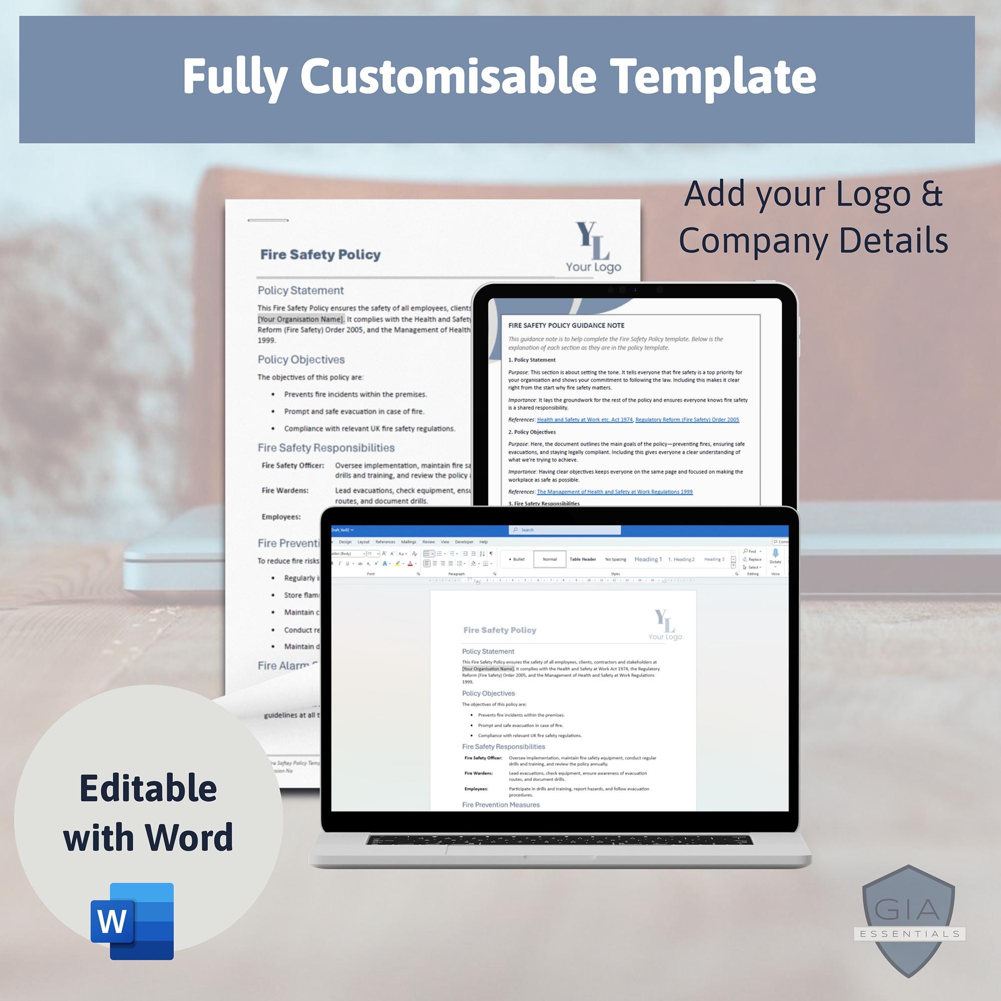 Fire Safety Policy Template for UK Business, Editable and Customisable ...