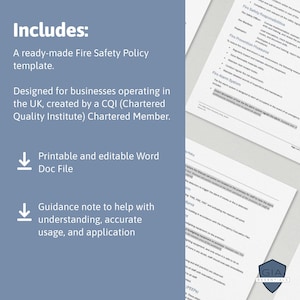 Fire Safety Policy Template for UK Business, Editable and Customisable ...