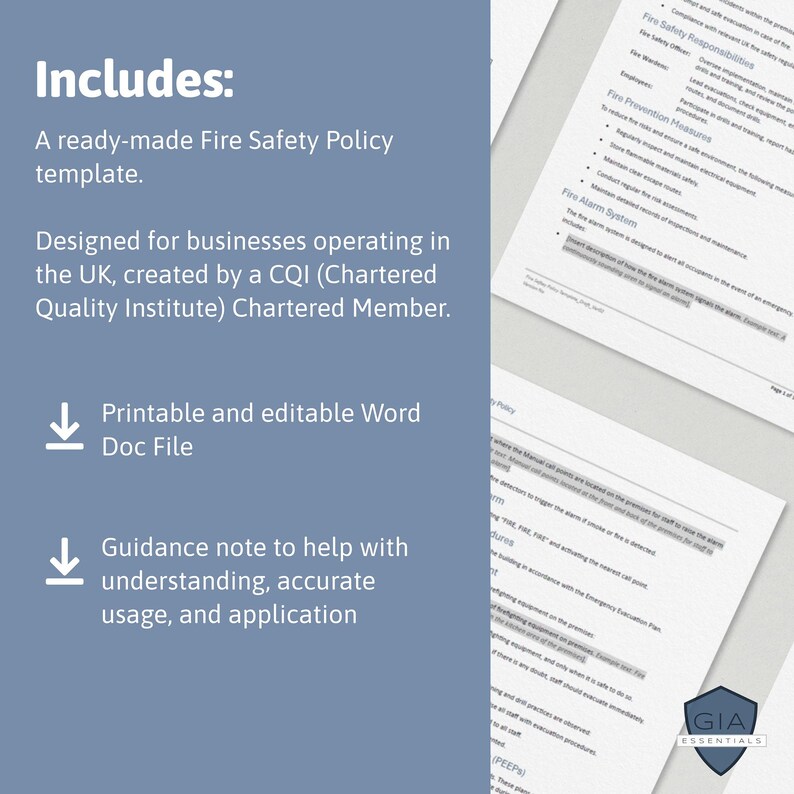 Fire Safety Policy Template for UK Business, Editable and Customisable ...