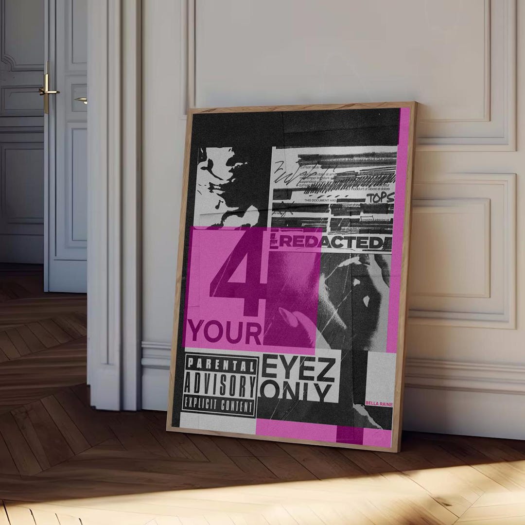 Edgy Collage Art Print | ‘4 Your Eyes Only’ Black and White Graphic ...