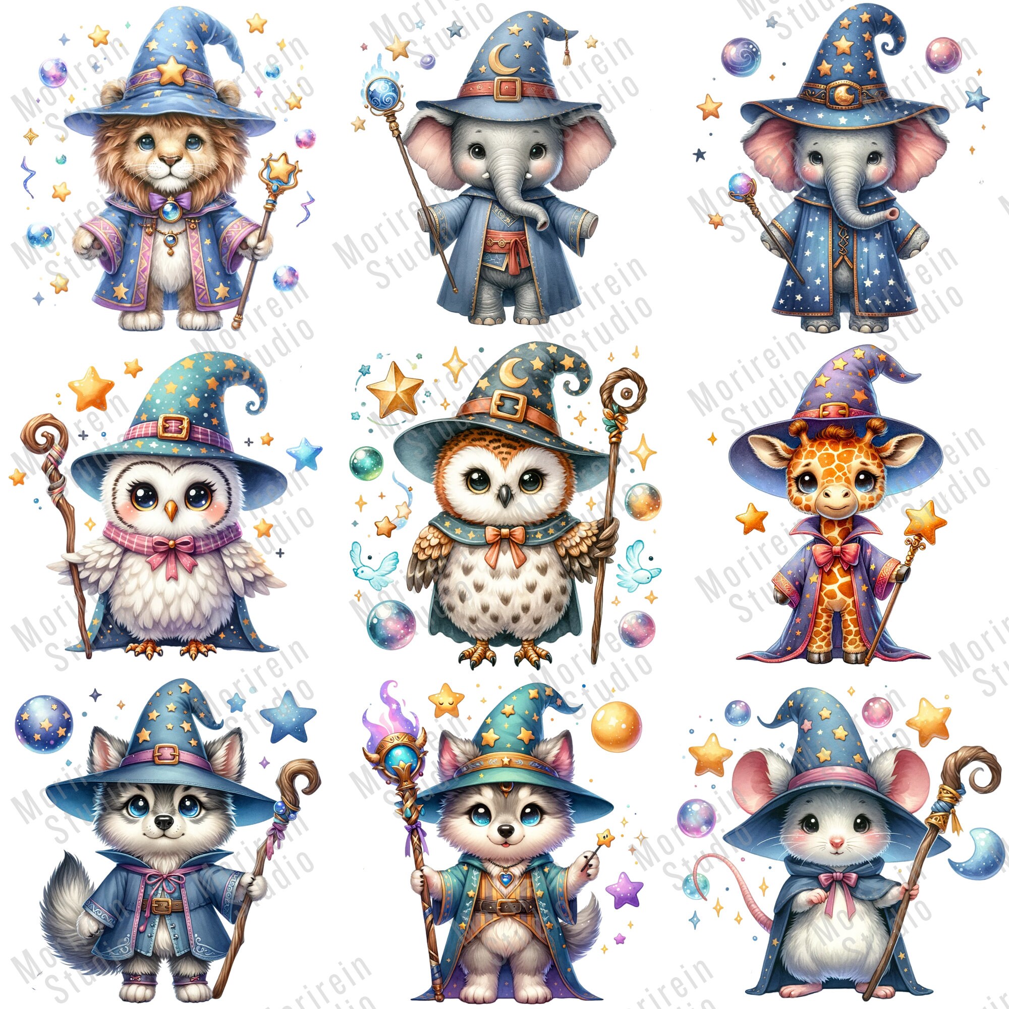 Sorcerer Animals Clipart 45 PNG Watercolor Magical Animals Clipart ...