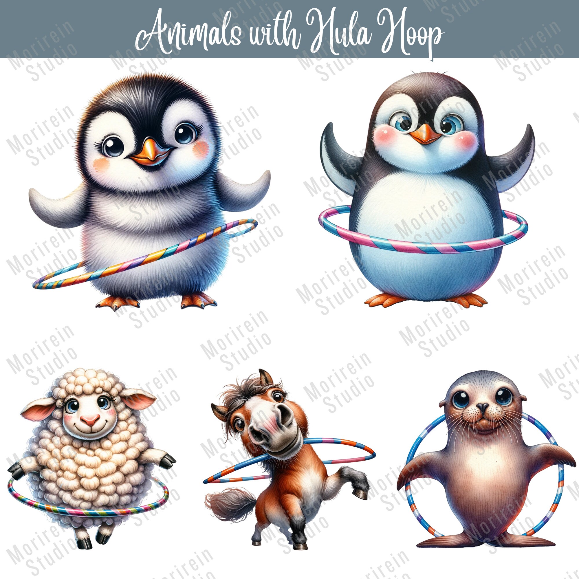 Animals With Hula Hoop Clipart 17 PNG Watercolor Animals Hula Hoop PNG ...