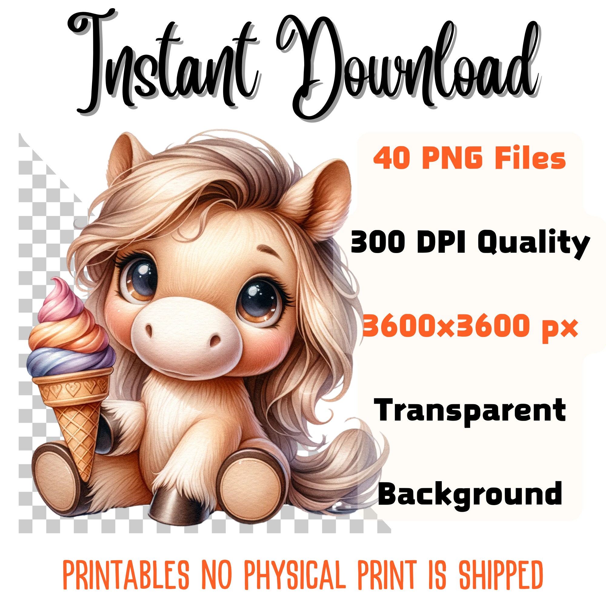 Animals Ice Cream Clipart 40 PNG Watercolor Animals Eating Ice Cream ...