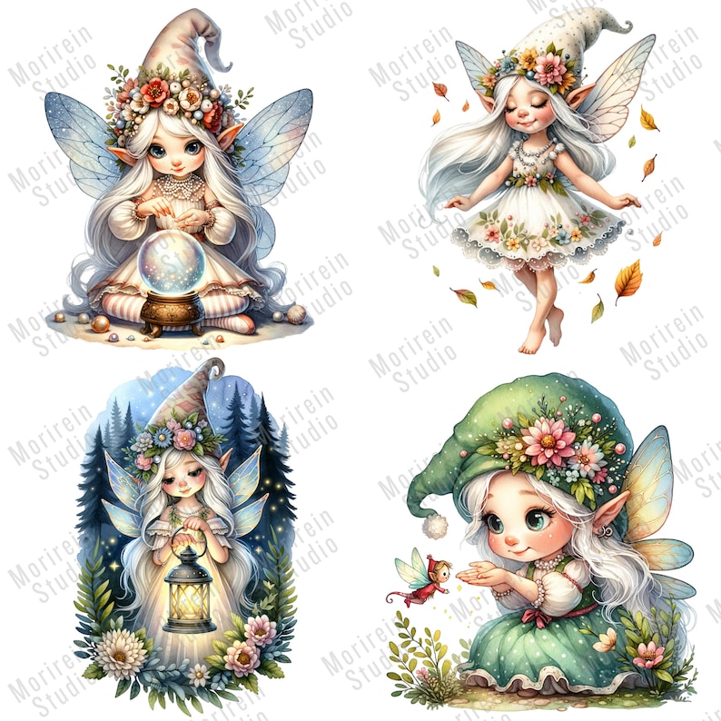 Fairy Gnomes Clipart 20 PNG Watercolor Forest Fairy Gnome Fairies ...