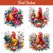 Floral Chicken Clipart 24 PNG Watercolor Flower Chicken Clipart Cute ...