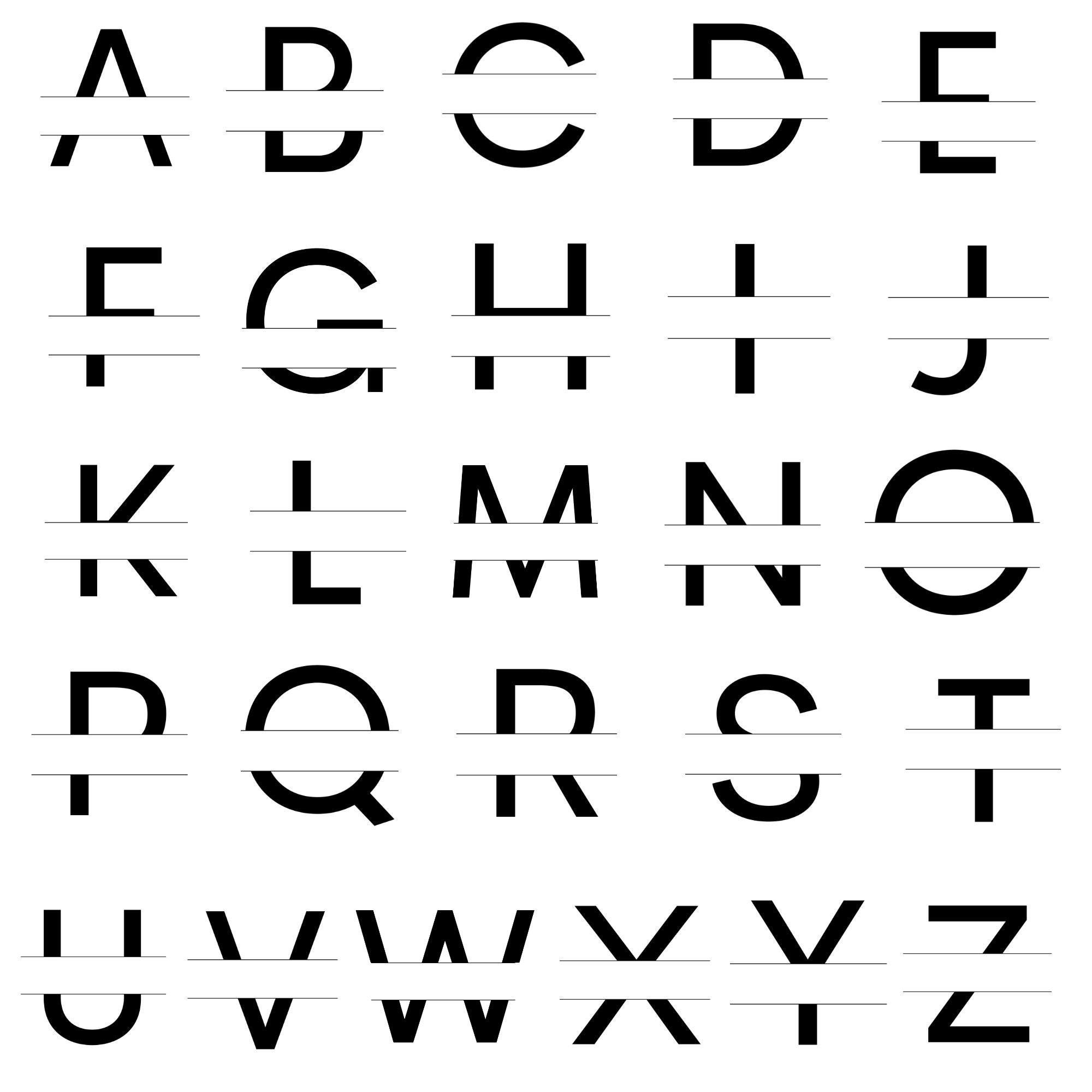 Split Monogram SVG Bundle Spilt Letter Svg Alphabet Clipart Classic ...