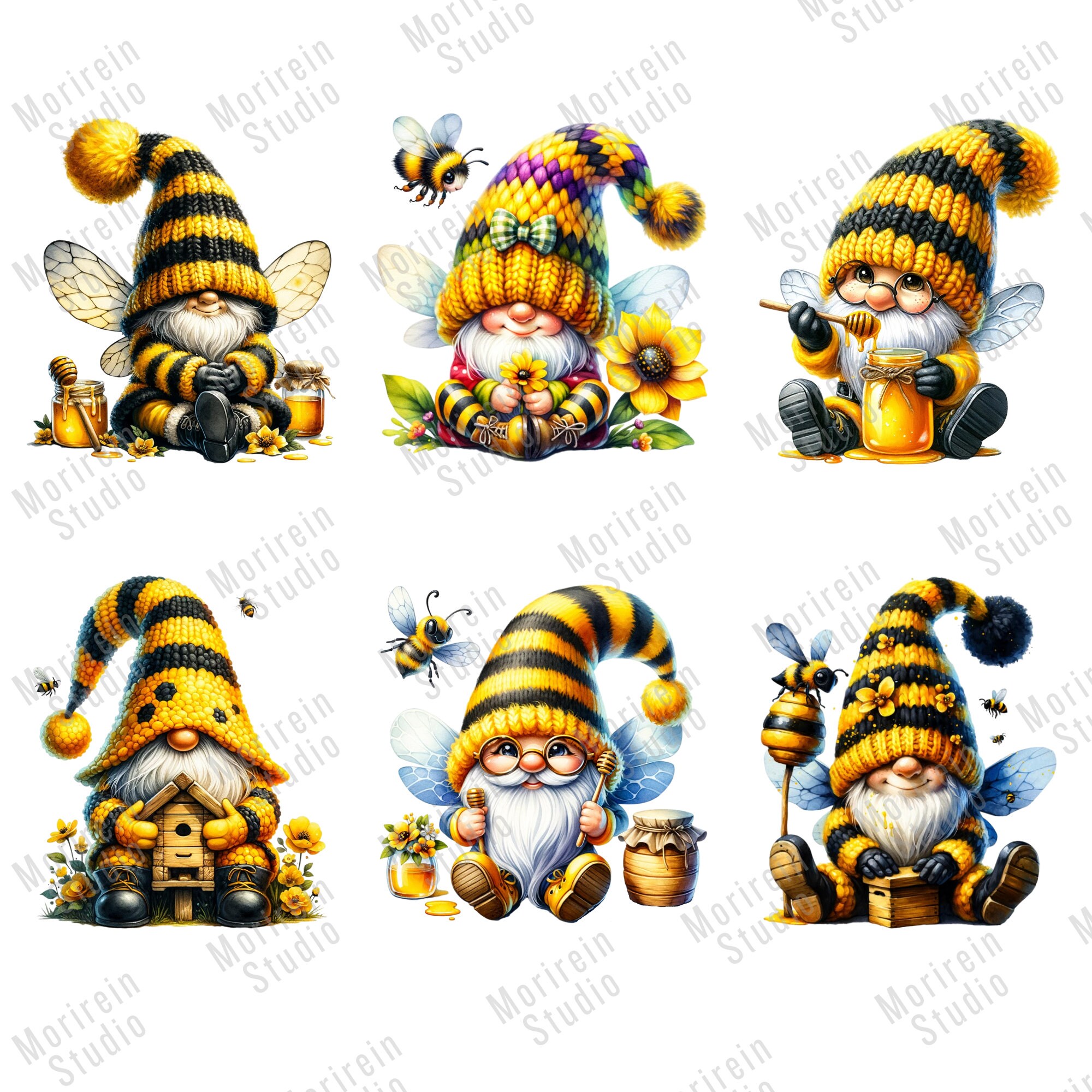 Bee Gnomes Clipart 24 PNG Watercolor Honey Bee Gnome PNG Spring Clipart ...
