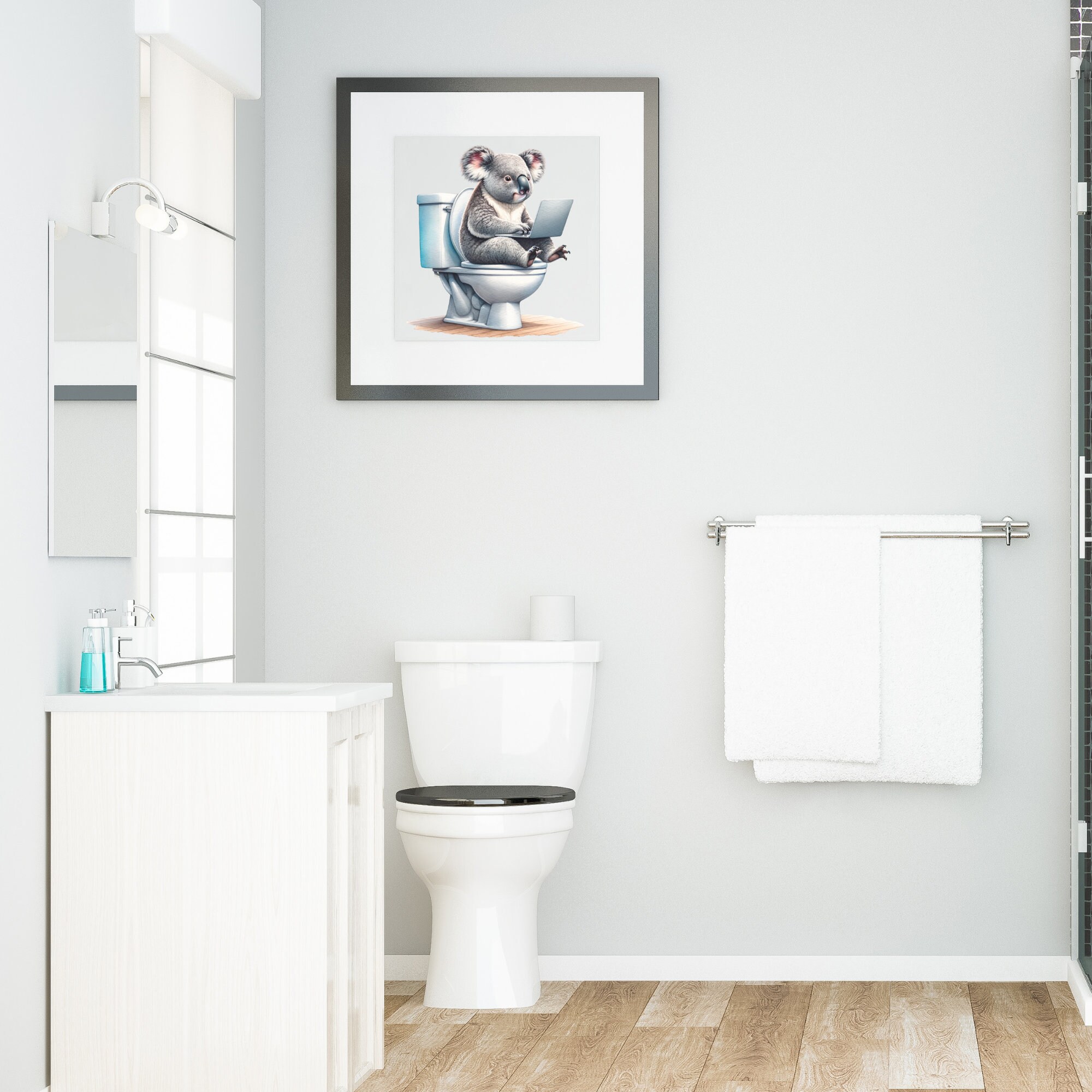 Funny Animals on Toilet Clipart: 24 PNG Watercolor Laptop Art (digital ...
