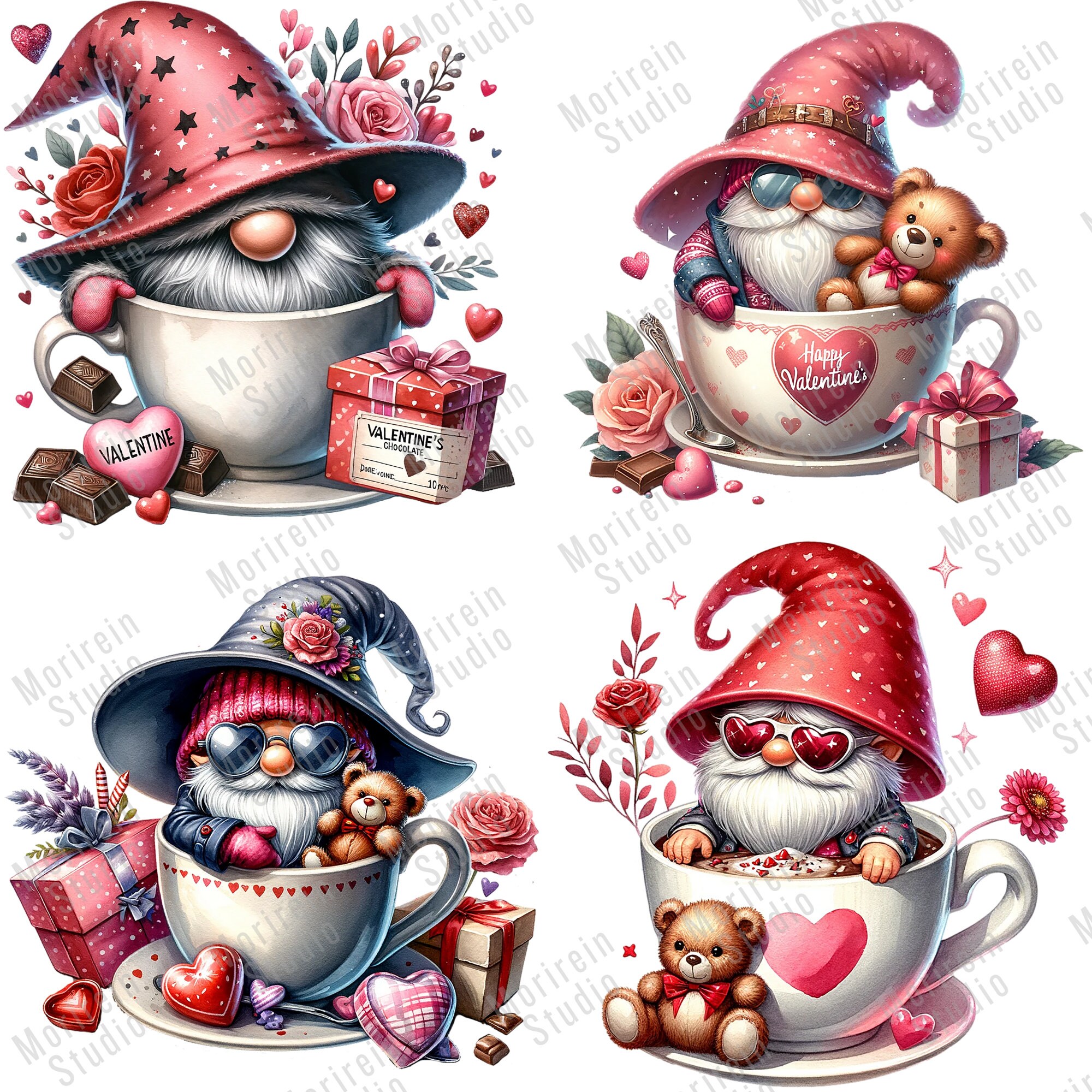 Hot Chocolate Gnomes Clipart 32 PNG Watercolor Festive Gnome Clipart ...