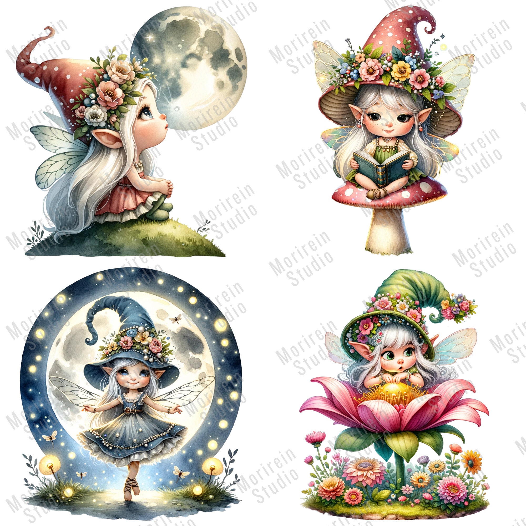 Fairy Gnomes Clipart 20 PNG Watercolor Forest Fairy Gnome Fairies ...