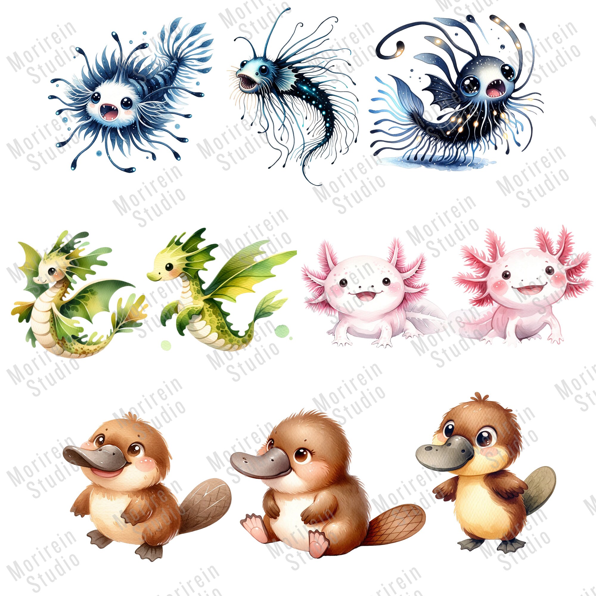 Cute Sea Animals Under the Sea Clipart 112 PNG Watercolor Cute Sea ...