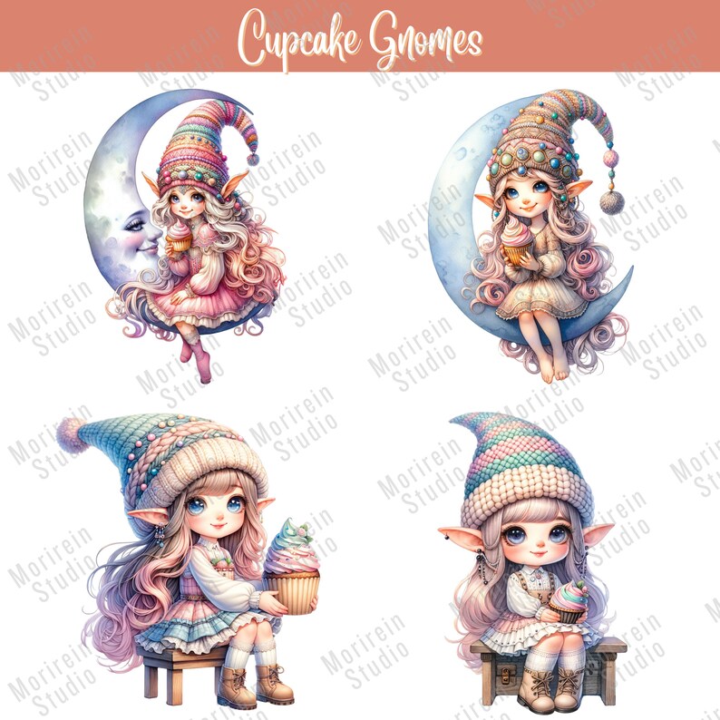 Cupcake Gnomes Clipart 13 PNG Watercolor Cupcake Cute Gnome PNG Cupcake ...