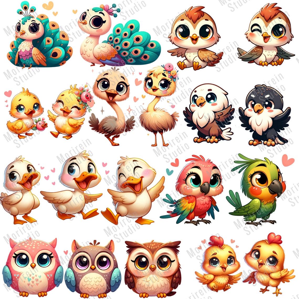 Cute Animals Clipart 110 PNG Watercolor Cute Animal Safari Animal ...