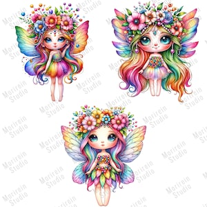 Forest Fairy Clipart 15 PNG Watercolor Fairy Garden Fantasy Art Fairy ...