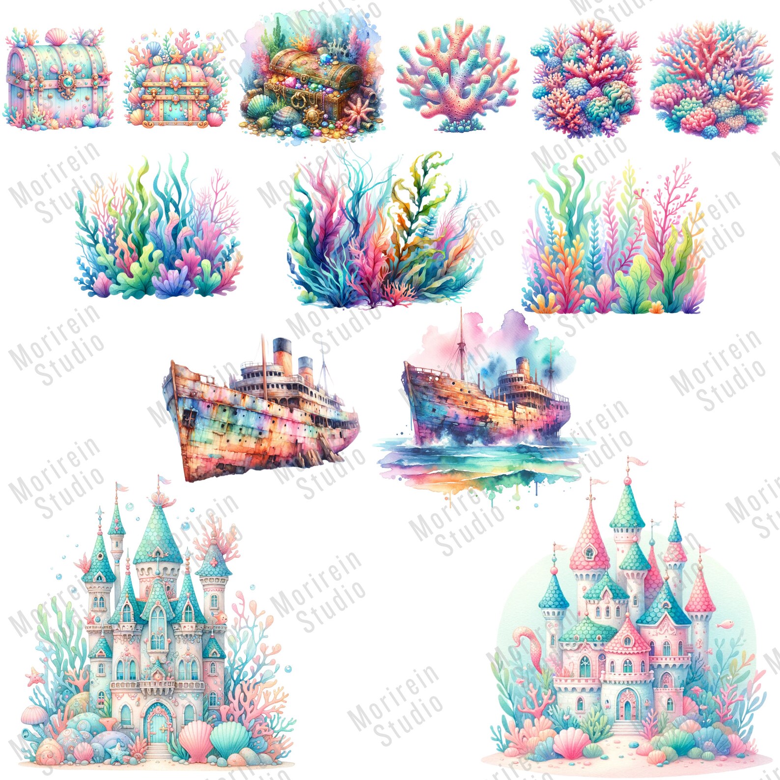 Cute Sea Animals Clipart 54 PNG Watercolor Under the Sea Clipart ...