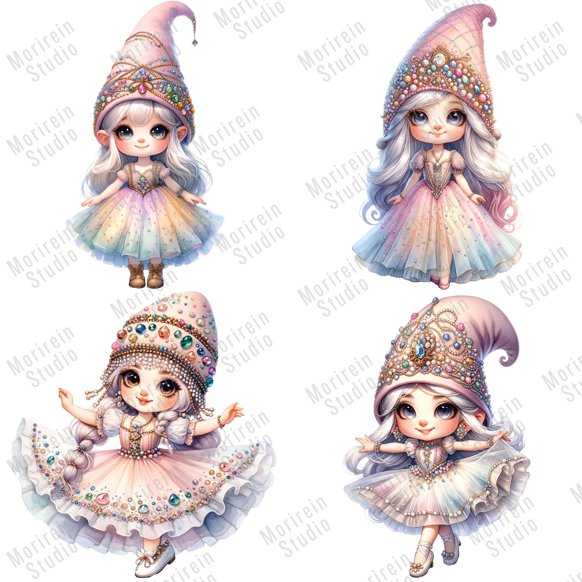 Princess Gnomes Clipart 36 PNG Watercolor Princess Gnome Girls Fairy ...