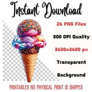 Ice Cream Clipart 26 PNG Watercolor Ice Cream PNG Dessert Png Sweet ...