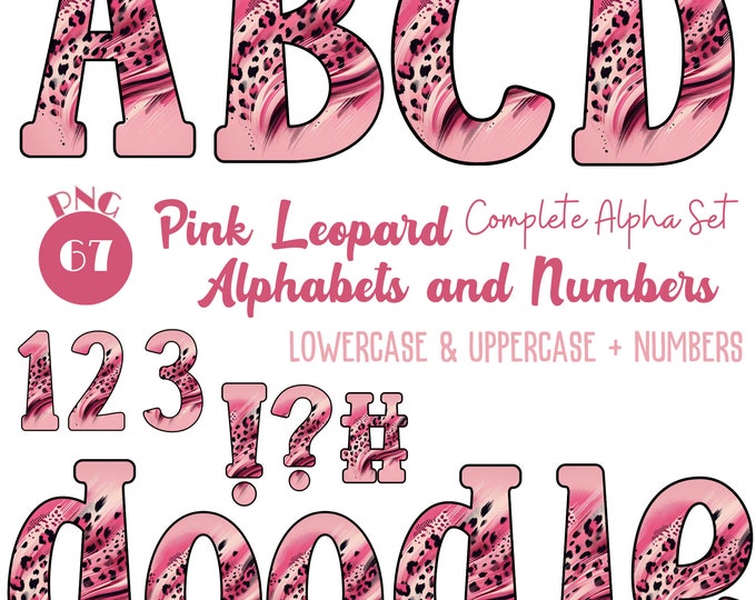 Leopard Alphabet Png Bundle, Gold Doodle Font Letters Png, Cheetah ...