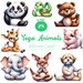 Watercolor Yoga Animals Clipart: 28 PNG Nursery Art (digital Download ...