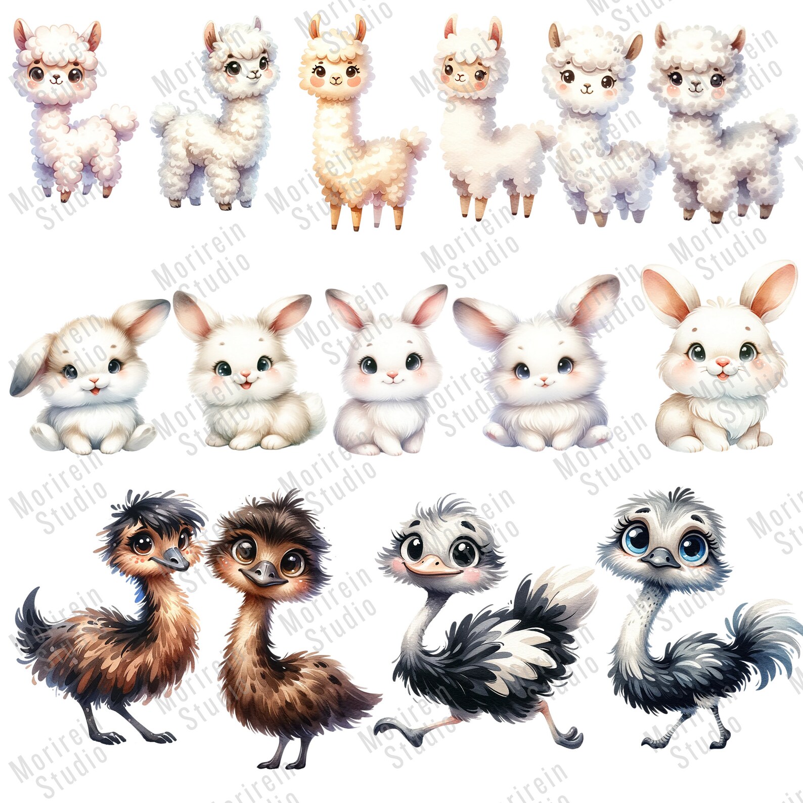 Cute Farm Animals Clipart 83 PNG Watercolor Cute Animal Baby Farm ...