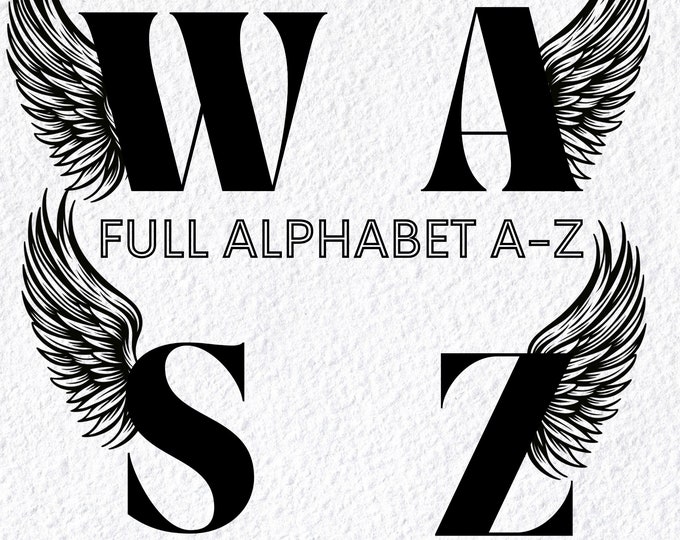 Wings Font SVG Angel Font SVG Flying SVG Font for Cricut Font Svg Wing ...