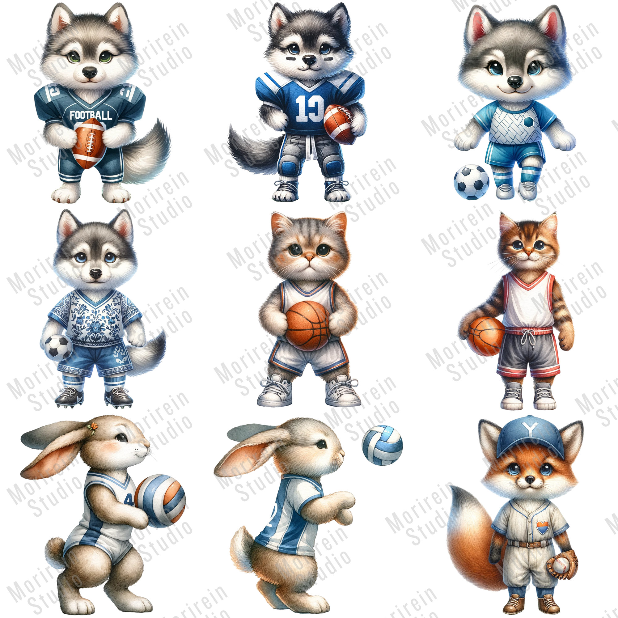 Animals Sports Clipart 42 PNG Watercolor Animals Playing Sports Animals ...