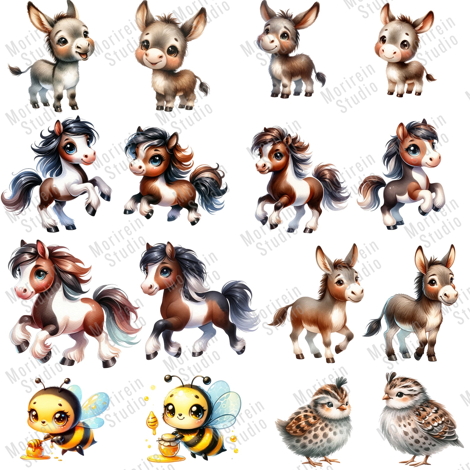 Cute Farm Animals Clipart 83 PNG Watercolor Cute Animal Baby Farm ...