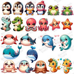 Cute Animals Clipart 110 PNG Watercolor Cute Animal Safari Animal ...