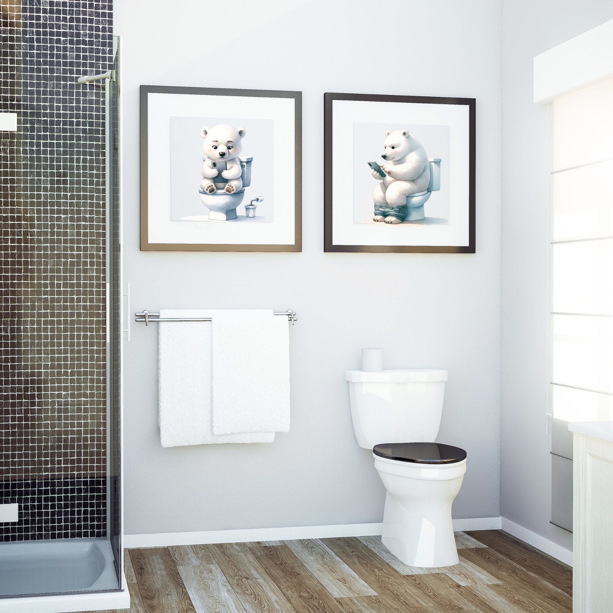 Animals Toilet Clipart 24 PNG Watercolor Animals Sitting on the Toilet ...