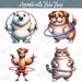 Watercolor Animals With Hula Hoop Clipart: 17 PNG Nursery Art (digital ...