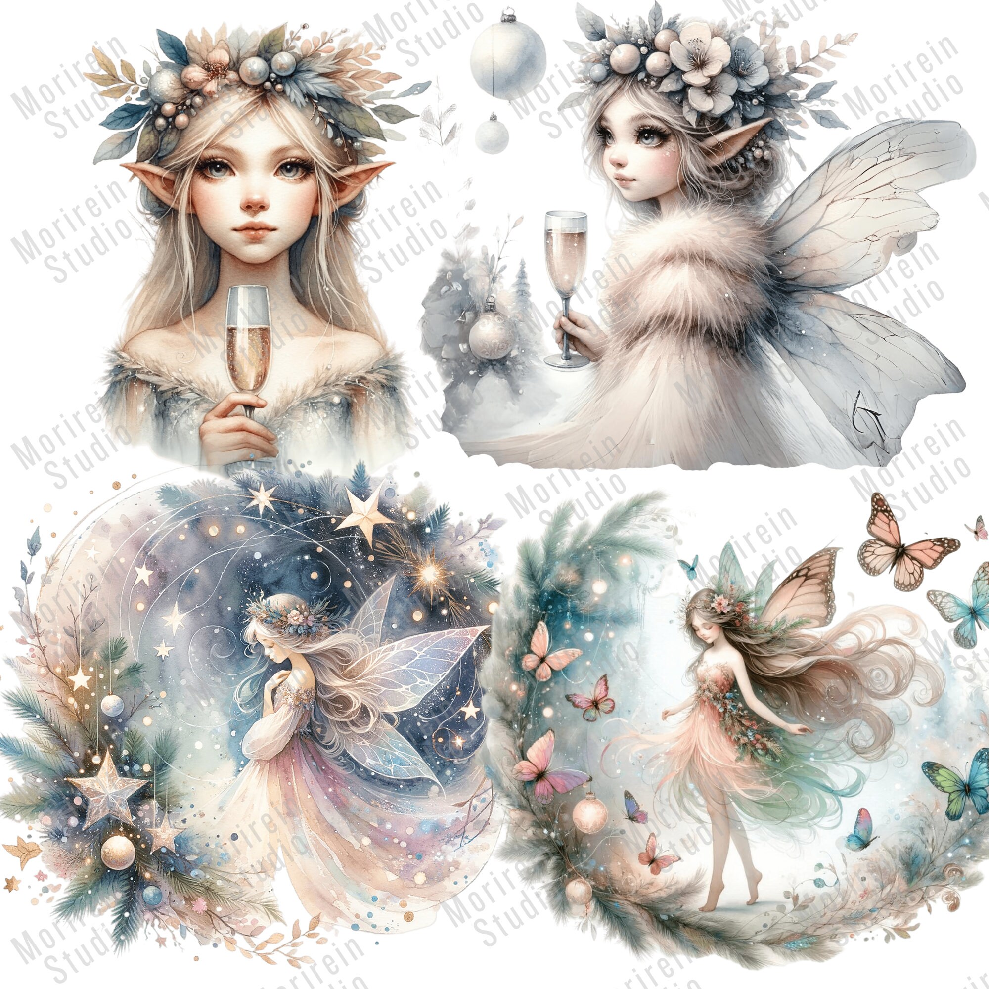 Forest Fairy Clipart 30 PNG Watercolor Fairy Art Fantasy Woodland Nymph ...