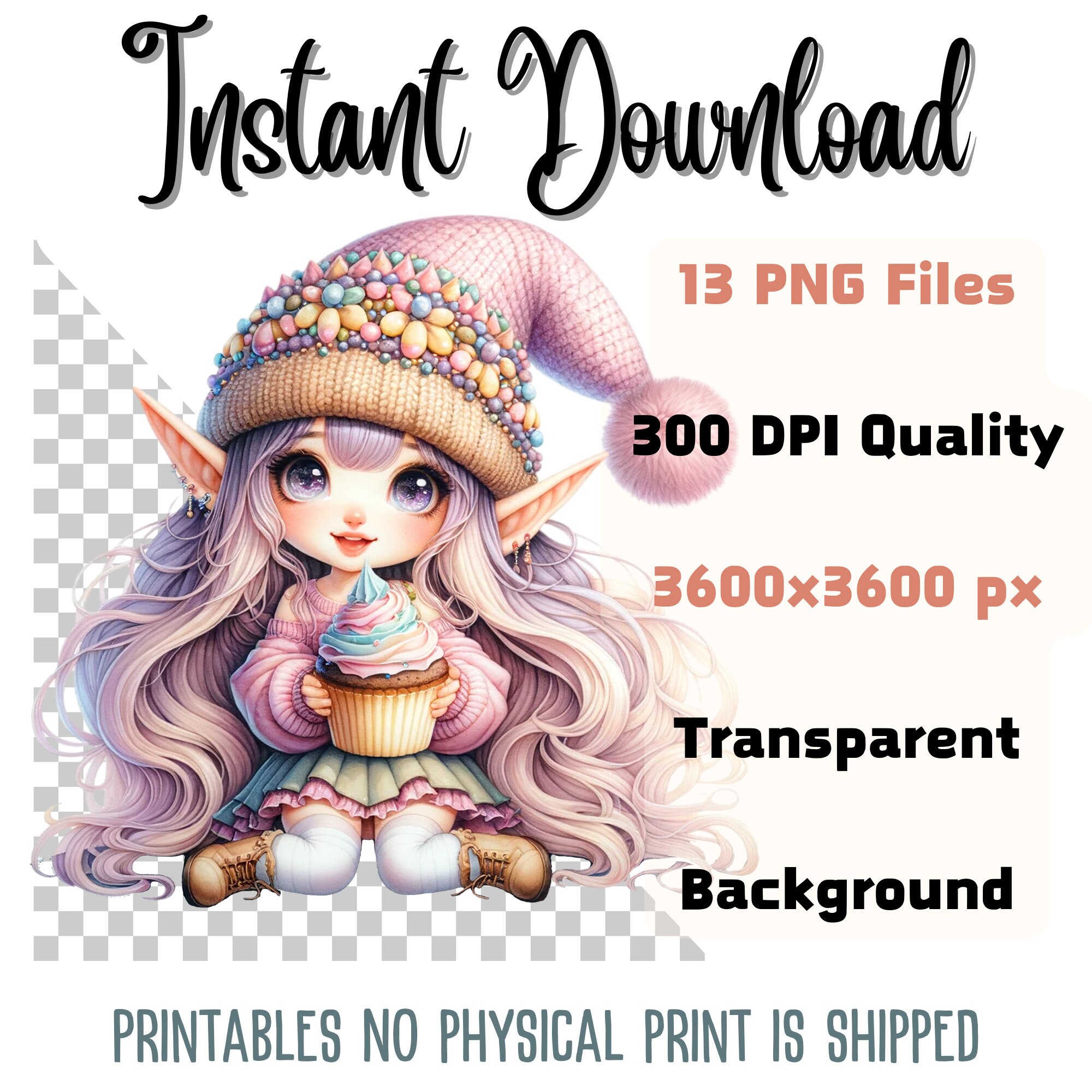 Cupcake Gnomes Clipart 13 PNG Watercolor Cupcake Cute Gnome PNG Cupcake ...