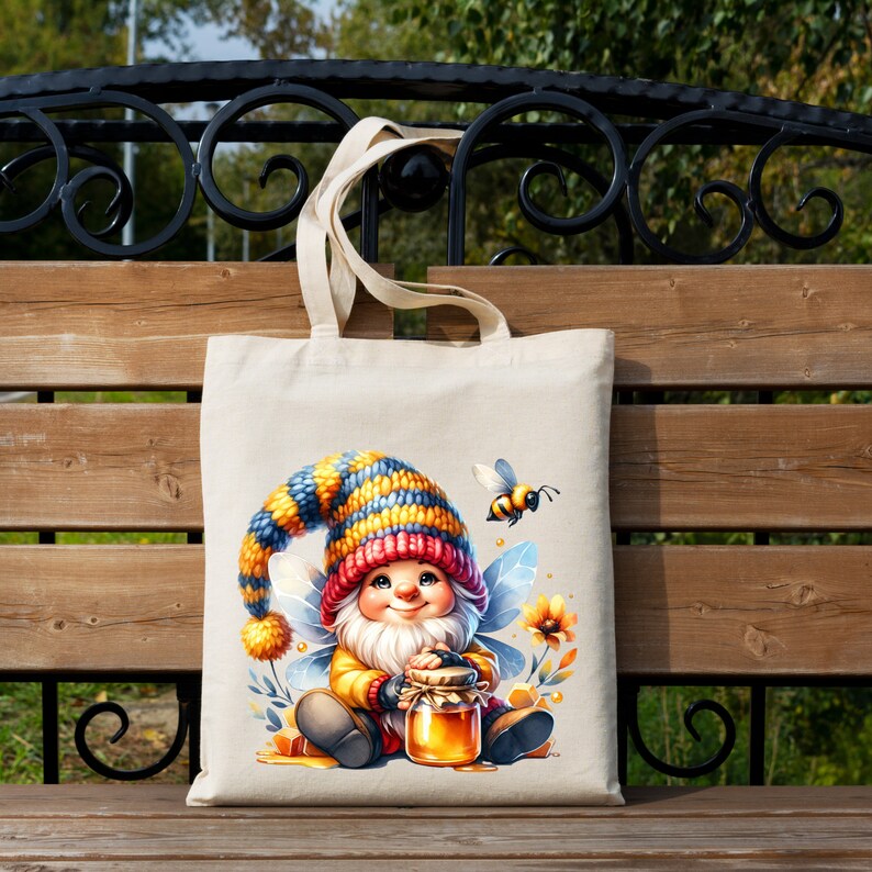 Watercolor Bee Gnome Clipart: 24 PNG Spring Garden PNG (digital ...