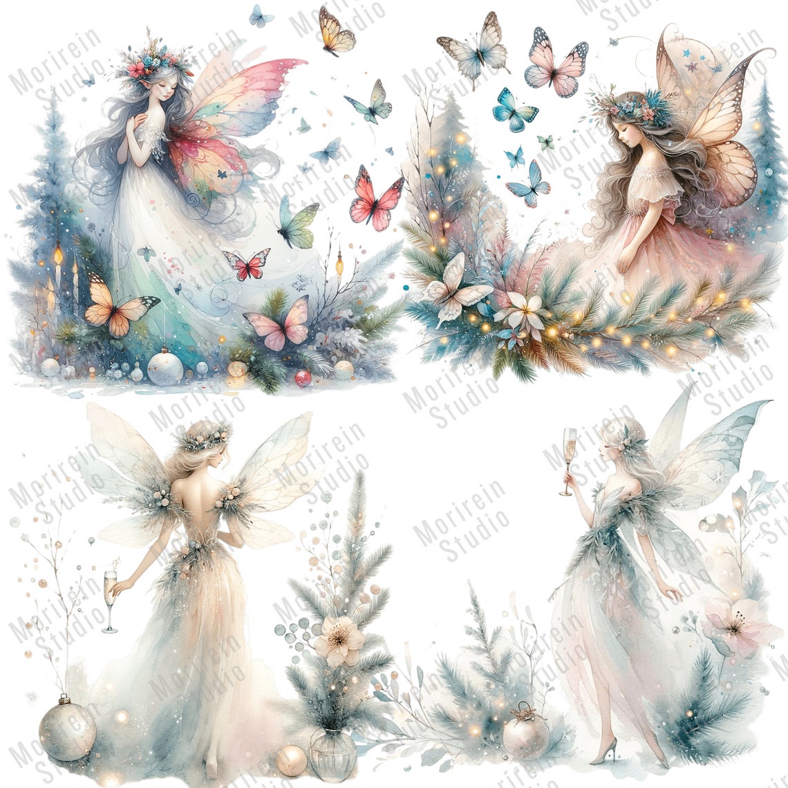 Forest Fairy Clipart 30 PNG Watercolor Fairy Art Fantasy Woodland Nymph ...