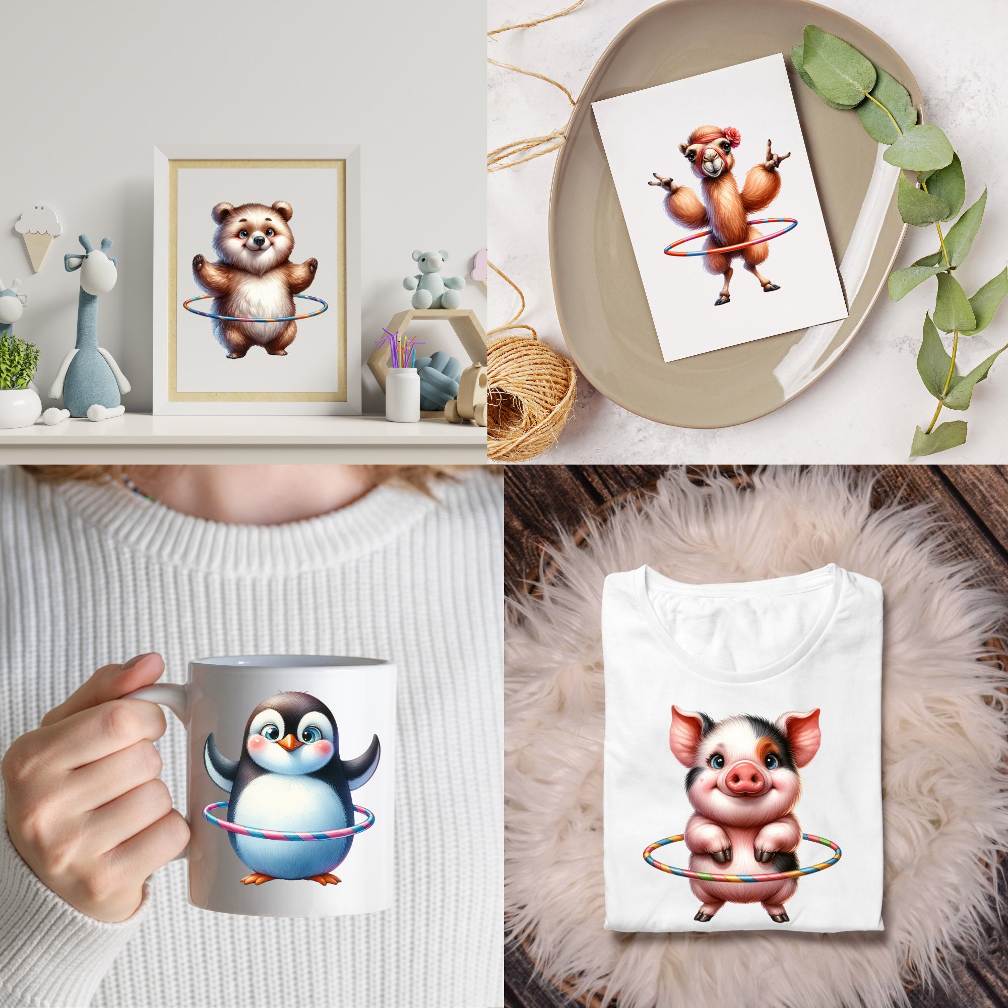 Animals With Hula Hoop Clipart 17 PNG Watercolor Animals Hula Hoop PNG ...