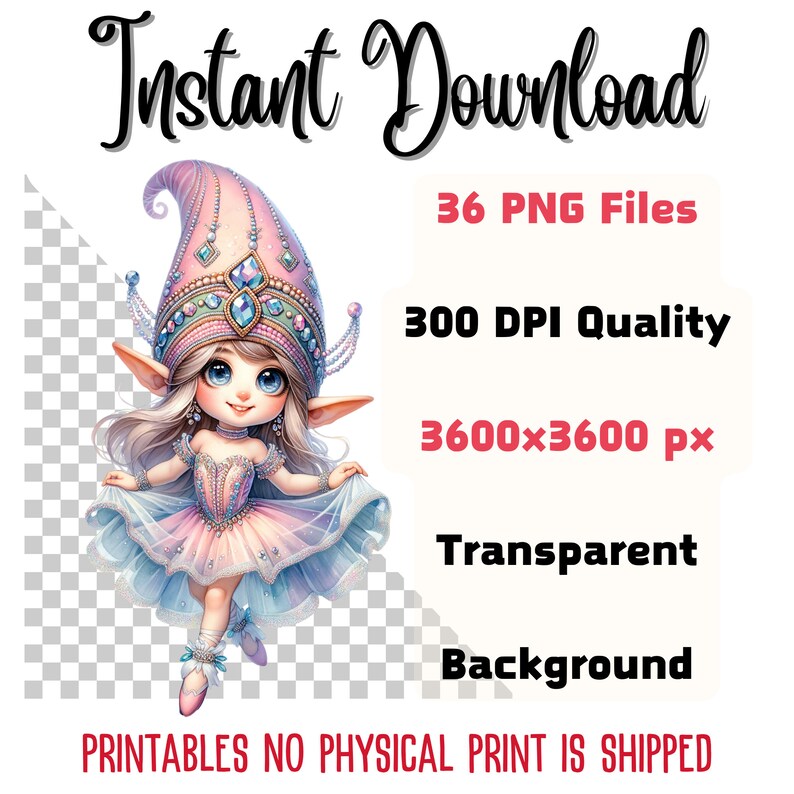 Princess Gnomes Clipart 36 PNG Watercolor Princess Gnome Girls Fairy ...