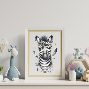 Boho Animals Clipart 42 PNG Watercolor Portrait Animal Boho Style ...