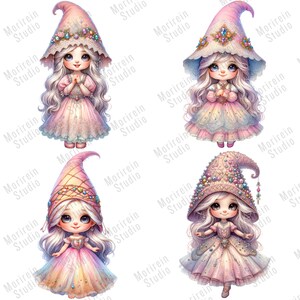 Princess Gnomes Clipart 36 PNG Watercolor Princess Gnome Girls Fairy ...